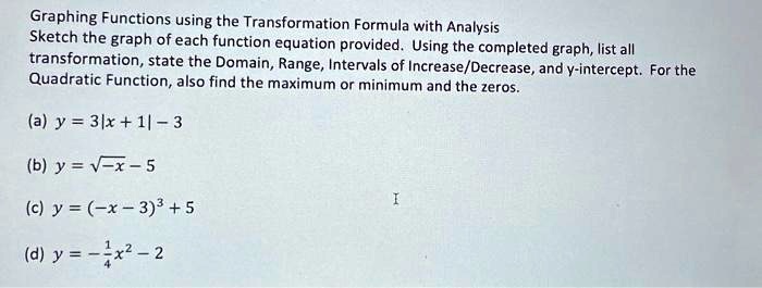 SOLVED: Graphing Functions using the Transformation Formula with ...