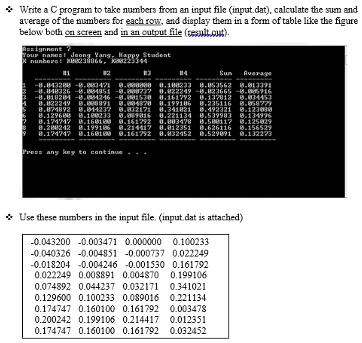 SOLVED: Write a C program to take numbers from an input file (input.dat ...