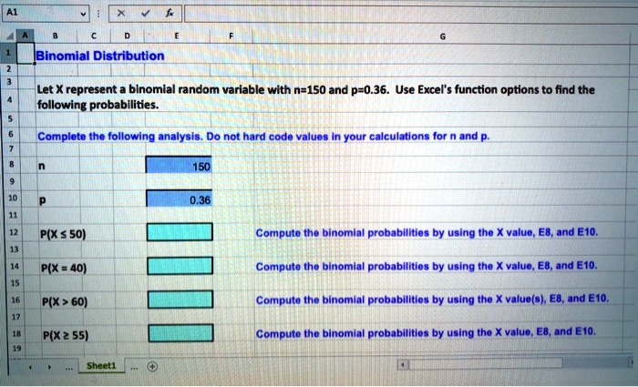 SOLVED: Text: Binomial Distribution Let X represent a binomial random variable with n = 150 and ...