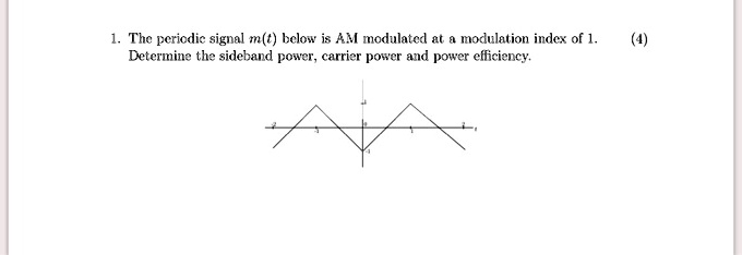 SOLVED: 1. The periodic signal m(t below is AM modulated at a ...