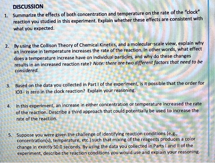 SOLVED: Discussion: Summarize the effects of both concentration and ...