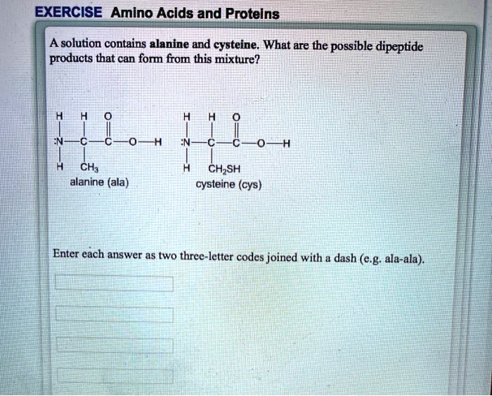 exercise amino acids and protelns a solution contains alanine and cysteine what are the possible ...