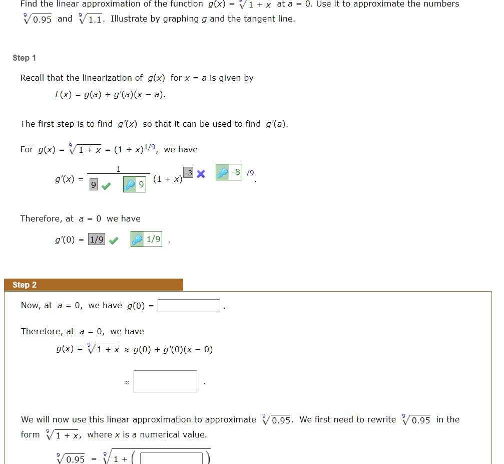 Solved Find The Linear Approximation Of The Function Gx V1 X At A 0 Use It To 