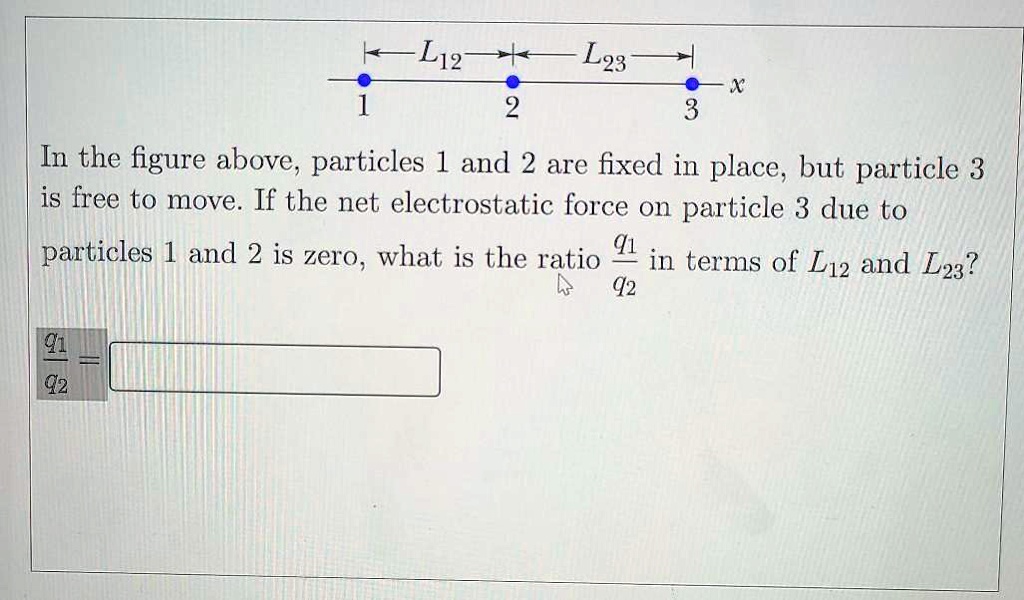 SOLVED: In the figure above, particles 1 and 2 are fixed in place, but particle 3 is free to ...