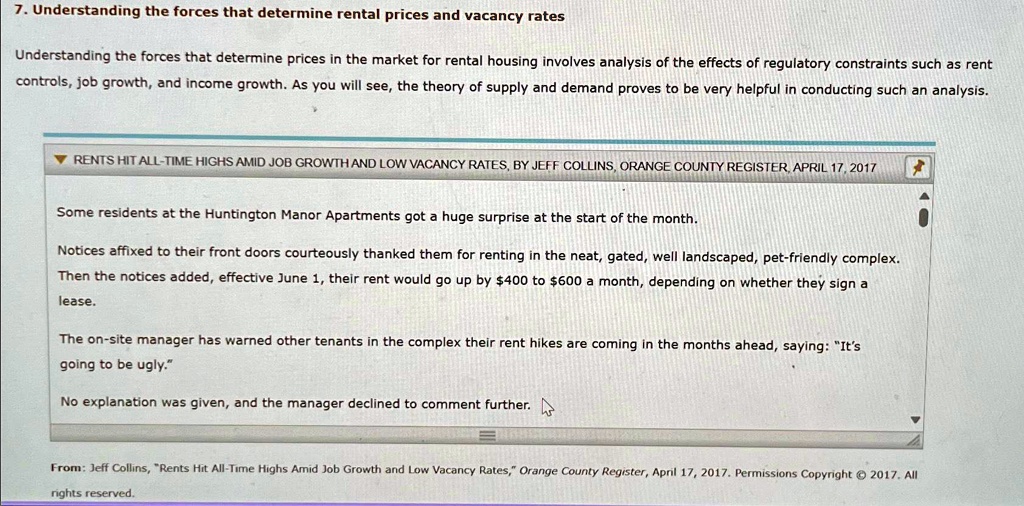 understanding the forces that determine rental prices and vacancy rates ...