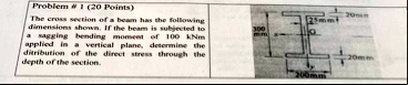 problem 1 20 points the cross section of a beam has the following ...
