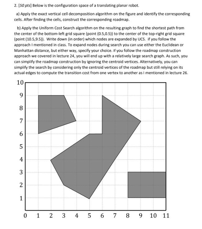 2. [50 pts] Below is the configuration space of a translating planar ...