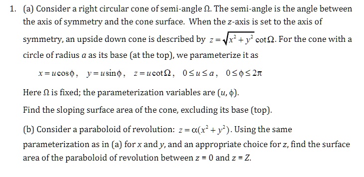 (a) Consider a right circular cone of semi-angle Î¸. The semi-angle is ...