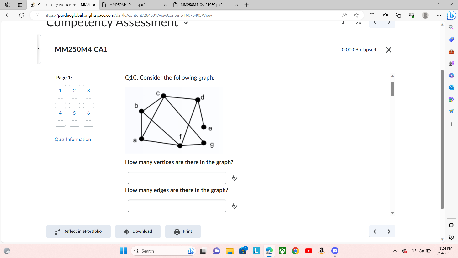 SOLVED: 1. How many vertices are there in the graph? 2. How many edges are there in the graph?