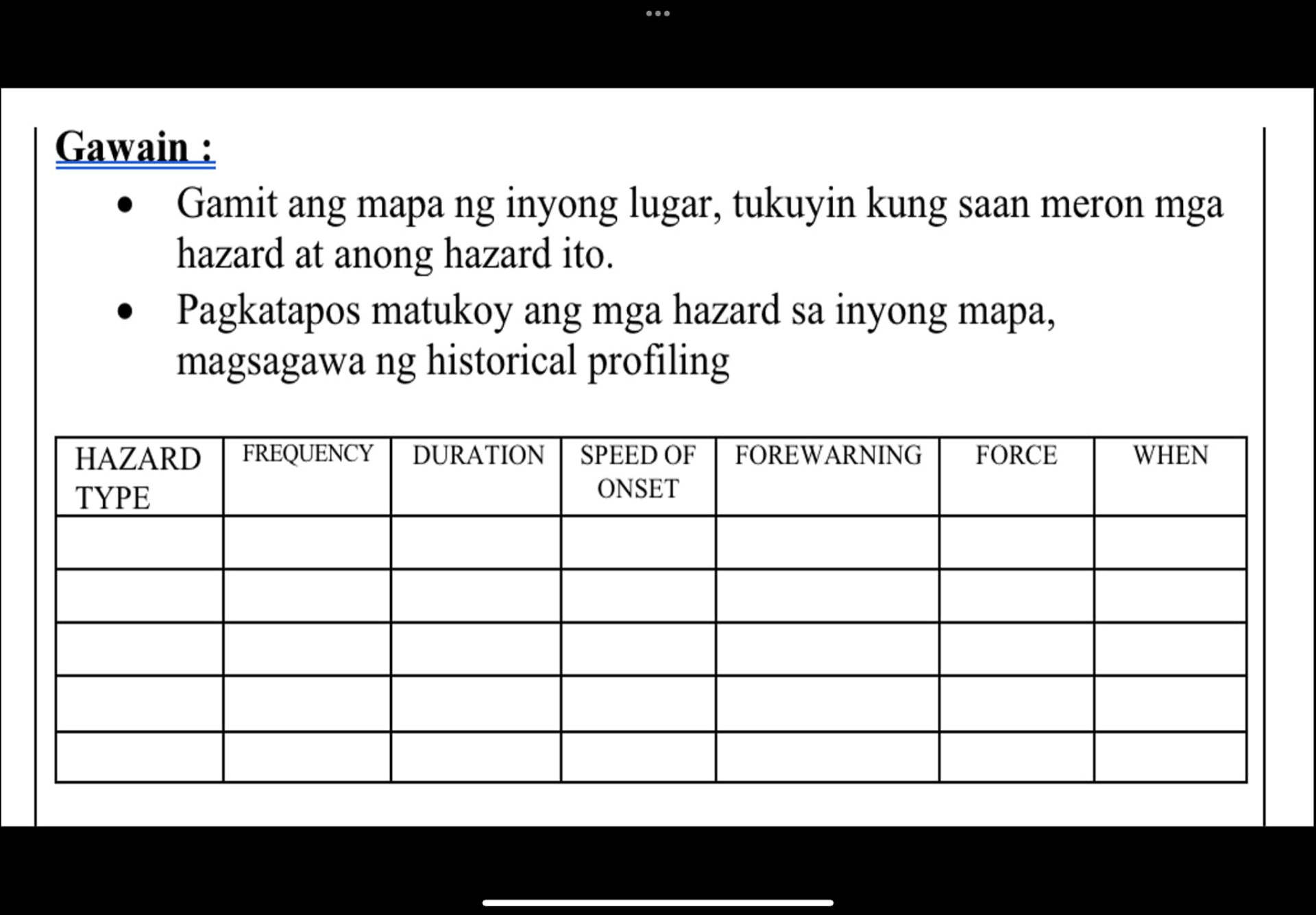 Gawain: - Gamit ang mapa ng inyong lugar, tukuyin kung saan meron mga ...