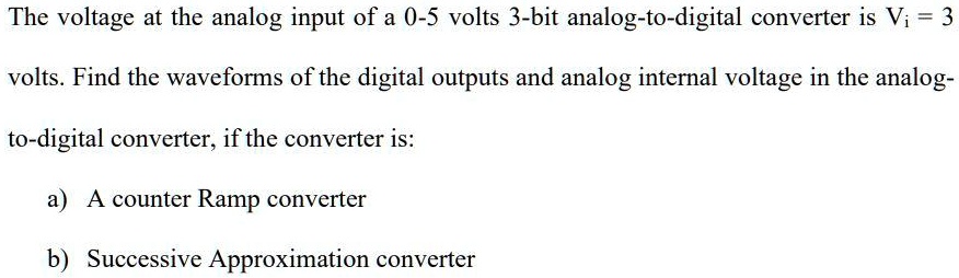 Solved The Voltage At The Analog Input Of A 0 5 Volts 3 Bit Analog To
