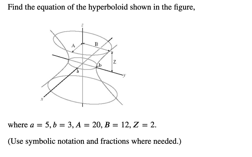 SOLVED: Find the equation of the hyperboloid shown in the figure, where ...