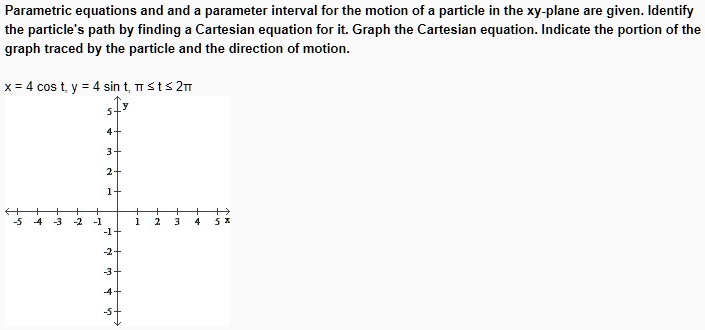 SOLVED: Parametric equations and and parameter interval for the motion of particle in the xy ...