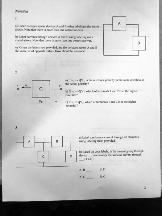 Notation 1 a) Label voltages across devices A and B using labeling ...