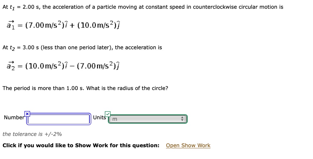 SOLVED: At t1 = 2.00 s, the acceleration of a particle moving at constant speed in ...