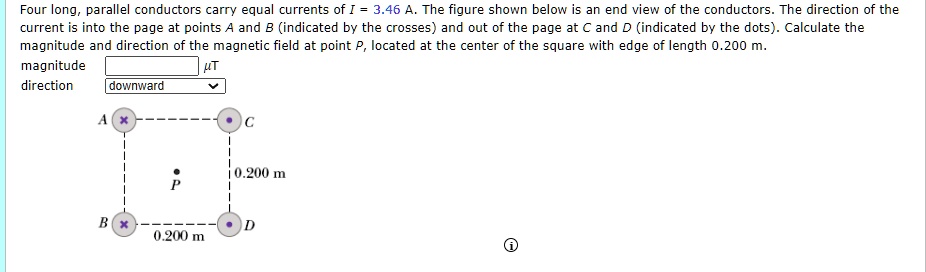 four iong parallel conductors carry equal currents of 346 the figure ...