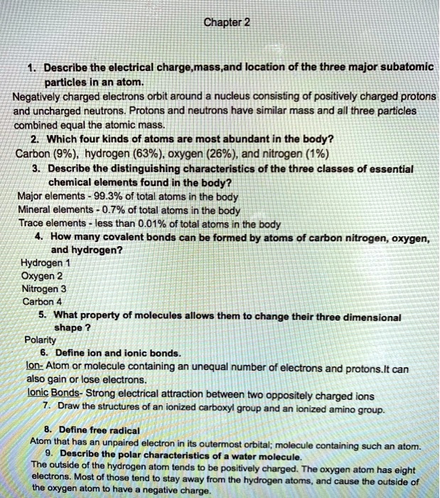 [GET ANSWER] chapter 2 describe the electrical chargemassand location ...
