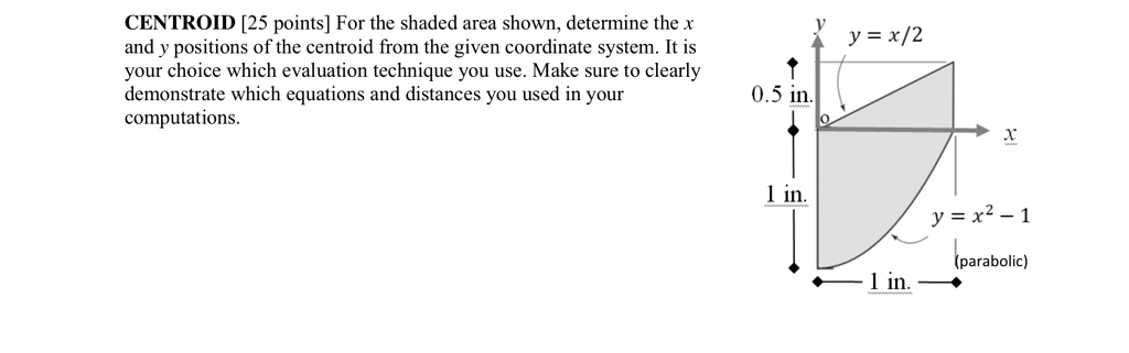 CENTROID [25 points] For the shaded area shown, determine the x and y positions of the centroid ...