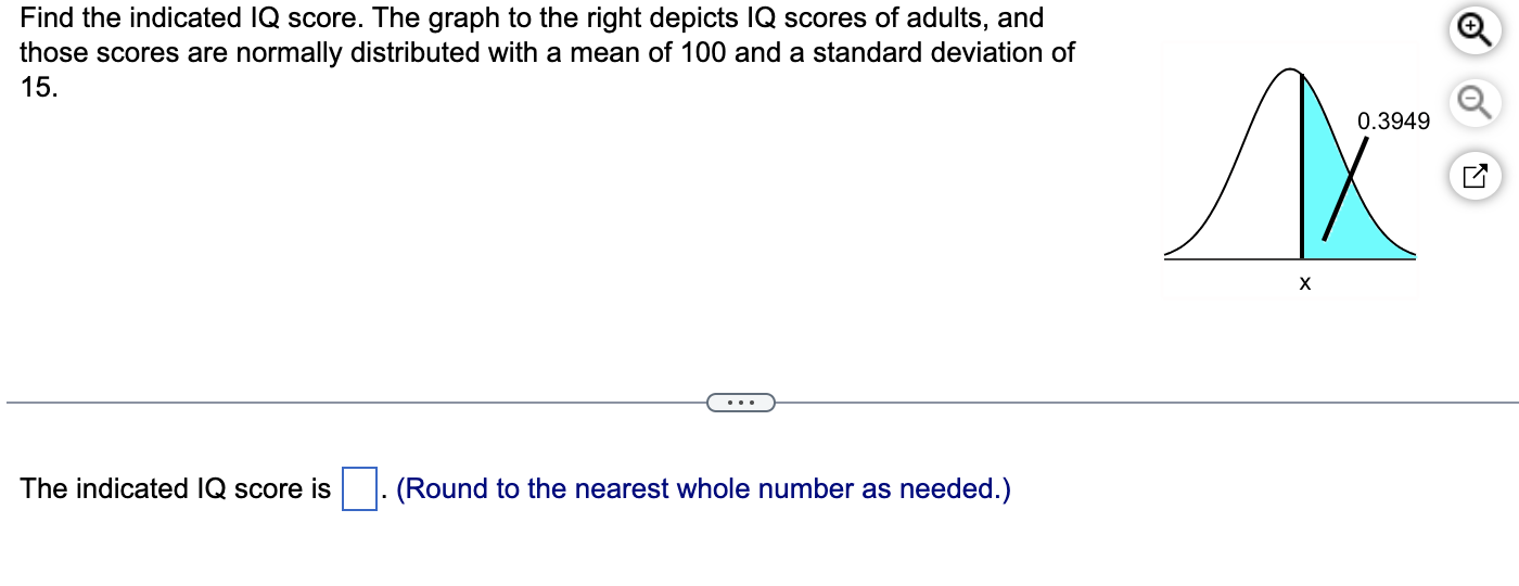 SOLVED: Find the indicated IQ score. The graph to the right depicts IQ scores of adults, and ...
