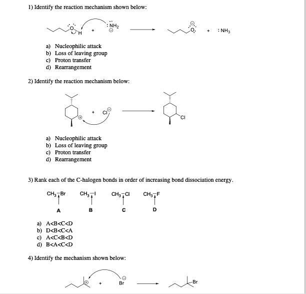 1 identify the reaction mechanism shown below nh nucleophilic attack ...