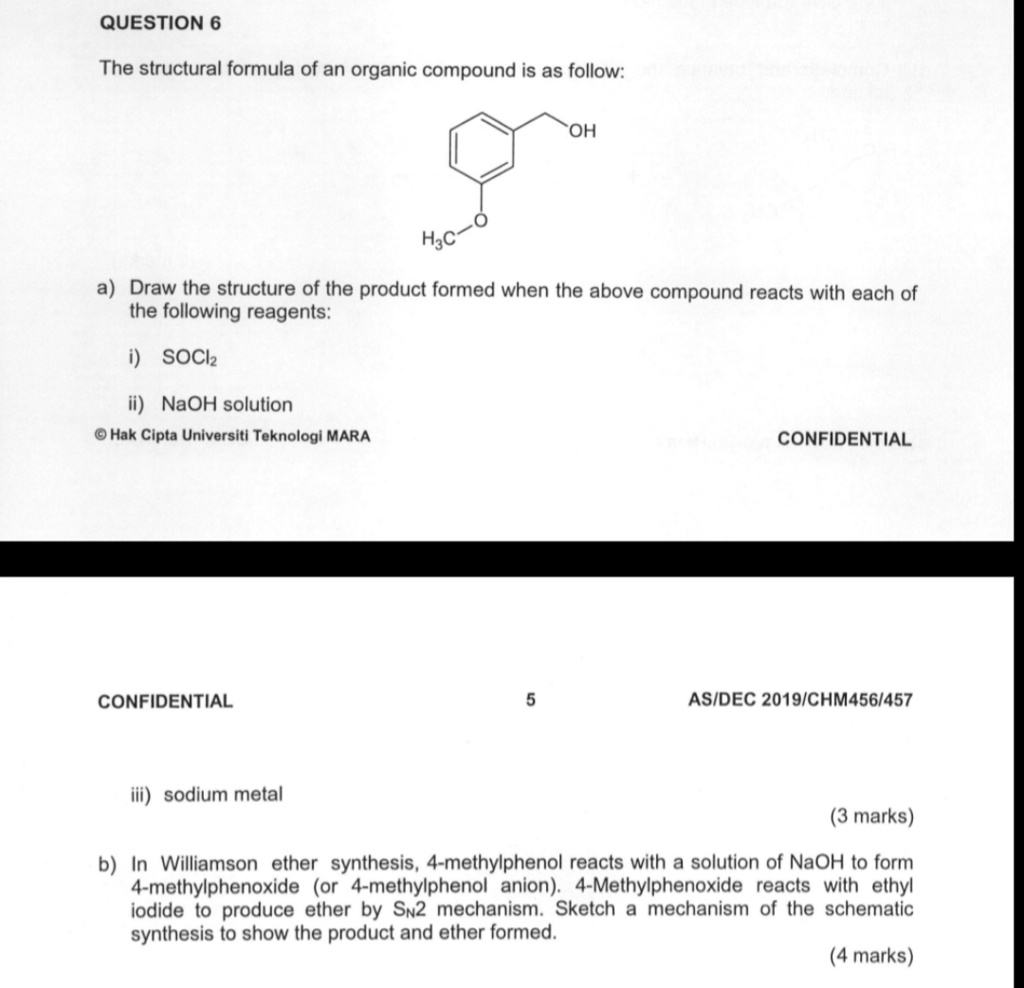 QUESTION 6 The structural formula of an organic compound is as follow ...