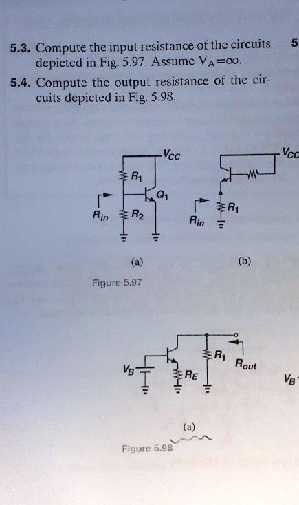 5.3. Compute the input resistance of the circuits depicted in Fig. 5.97. Assume VA=∞. 5.4 ...