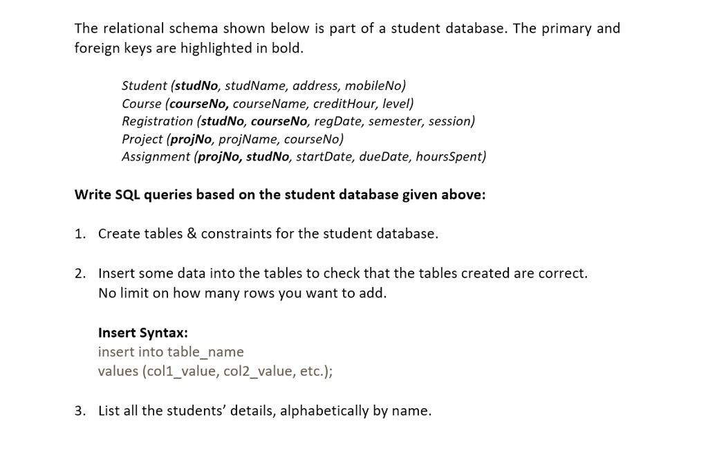 the relational schema shown below is part of a student database the ...