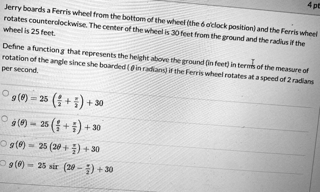 jerry boards 4pt ferris wheel rotates from counterclockwise the bottom ...