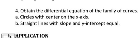 SOLVED: 4. Obtain the differential equation of the family of curves ...