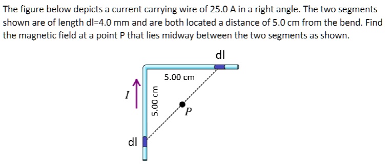 SOLVED: The figure below depicts a current-carrying wire of 25.0 A at a ...