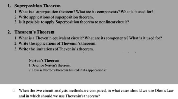 Solved 1 Superposition Theorem 1 What Is A Superposition Theorem