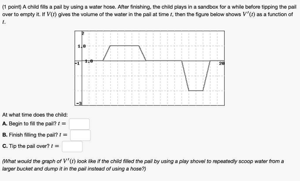 point) A child fills a pail by using a water hose. After finishing; the ...