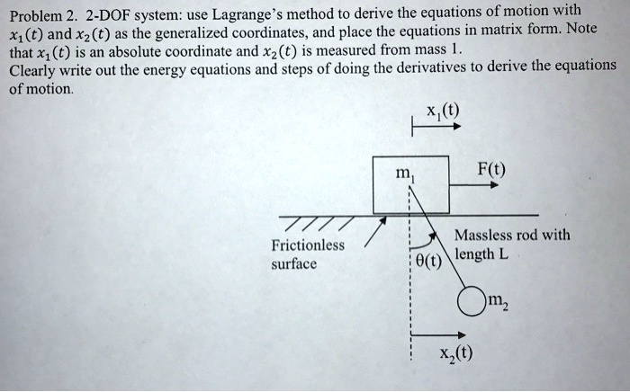 Solved Problem 2 2 Dof System Use Lagranges Method To Derive The Equations Of Motion With Xt