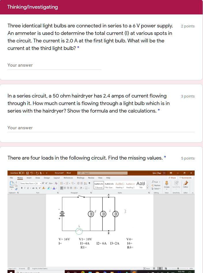 thinkingllnvestigating three identical light bulbs are connected in ...