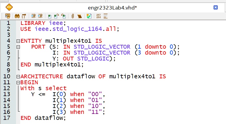 Solved Using Quartus Design A Dataflow Using Vhdl To Design A 4 1 Multiplexer Run A