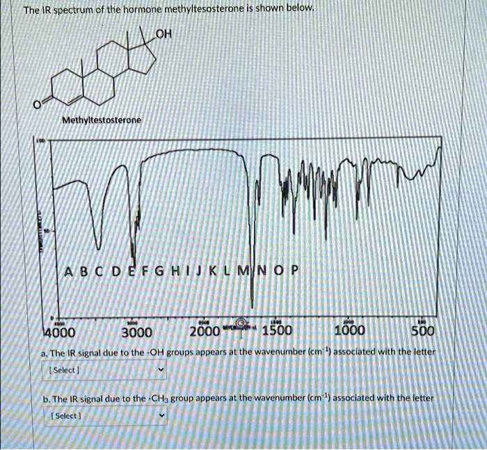 SOLVED: The IR spectrum of the hormone methyltestosterone is shown ...