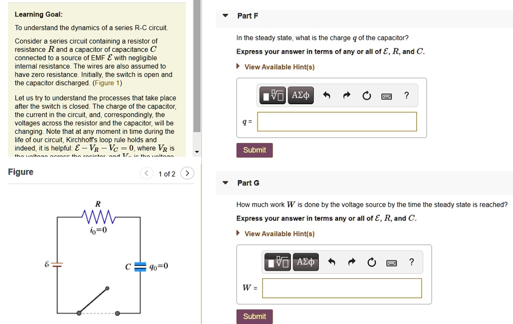 learning goal to understand the dynamics of a series r c circuit part f in the steady state what ...