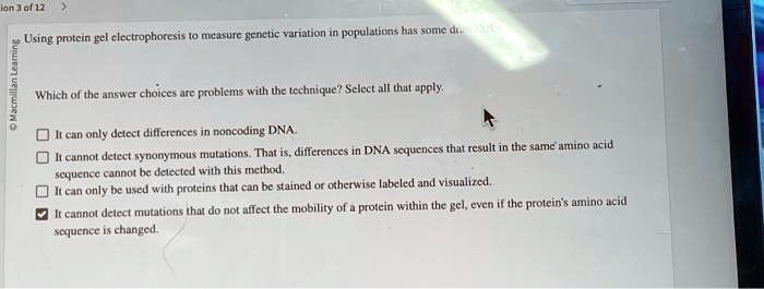 SOLVED: Using protein gel electrophoresis to measure genetic variation in populations has some ...