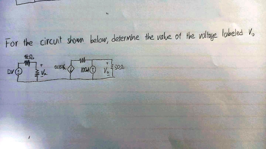 For the circuit shown below, determine the value of the voltage labeled V492 NMDVOV.