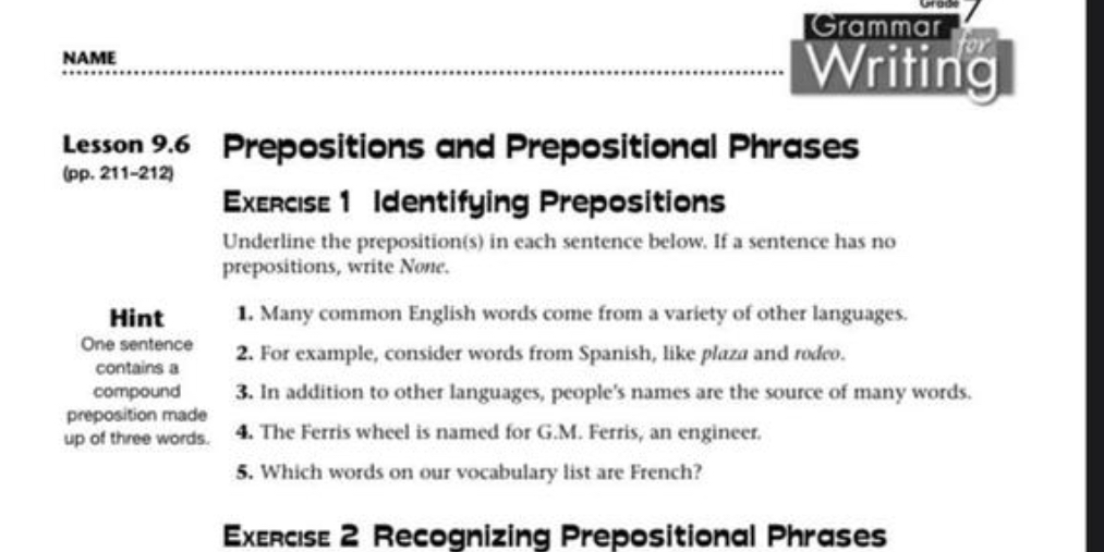 NAME Lesson 9.6 (pp. 211-212) Hint One sentence contains a compound ...