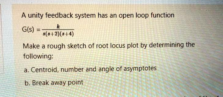Solved A Unity Feedback System Has An Open Loop Function Make A Rough 5121