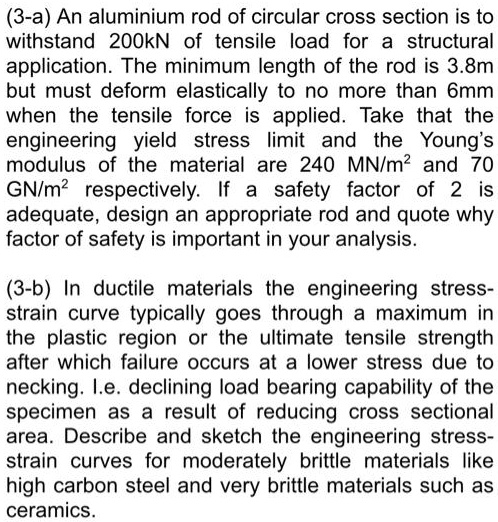 SOLVED: An aluminum rod of circular cross-section is to withstand 200 ...