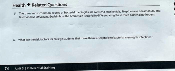 Health Related Questions 5. The three most common causes of bacterial ...