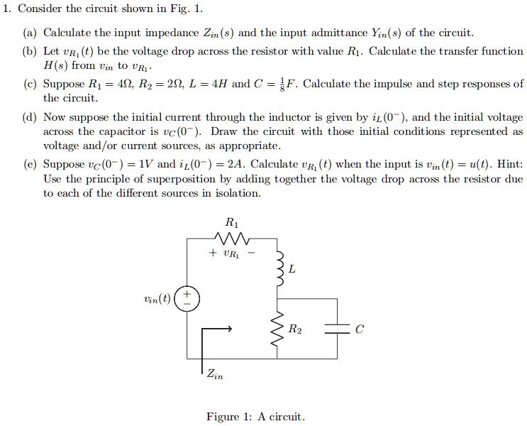 SOLVED: Consider the circuit shown in Fig. 1. a) Calculate the input impedance Zin and the input ...