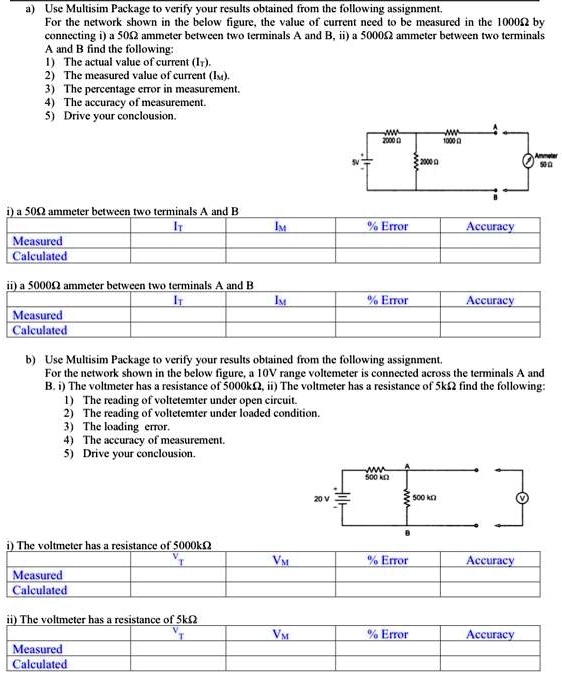 SOLVED: Texts: Use Multisim a) Use Multisim Package to verify your ...