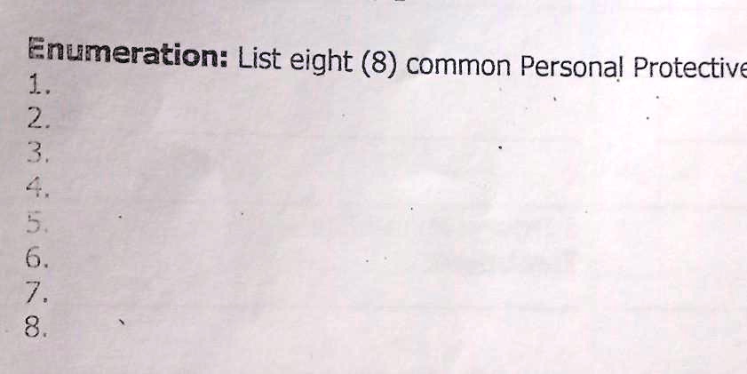 Solved Enumeration List Eight 8 Common Personal Protective