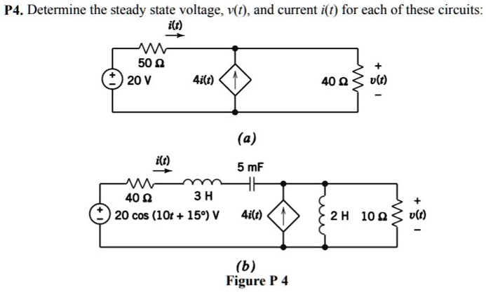 Solved P4 Determine The Steady State Voltage Vt And Current I T