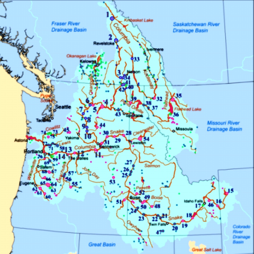 this map shows the location of the dams that have been built on the ...