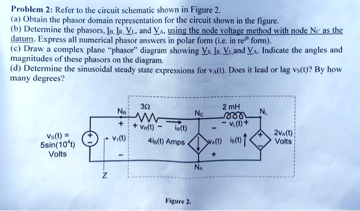 SOLVED: Problem 2: Refer to the circuit schematic shown in Figure 2. a) Obtain the phasor domain ...