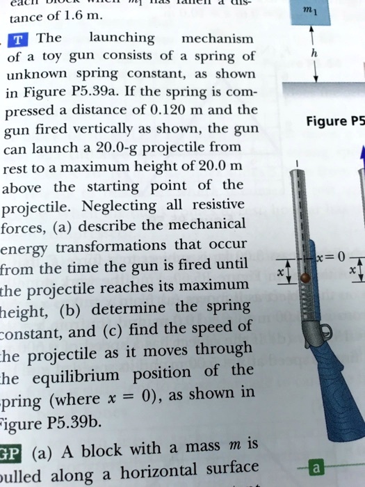 SOLVED: The launching mechanism of a toy gun consists of a spring of ...